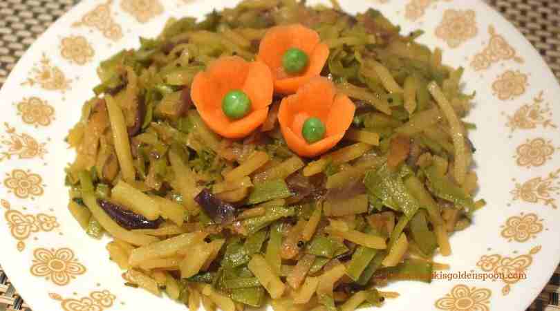 South Indian Style Sem (Chikkudukaya) Aloo Bhaji | Flat/Broad Beans ...