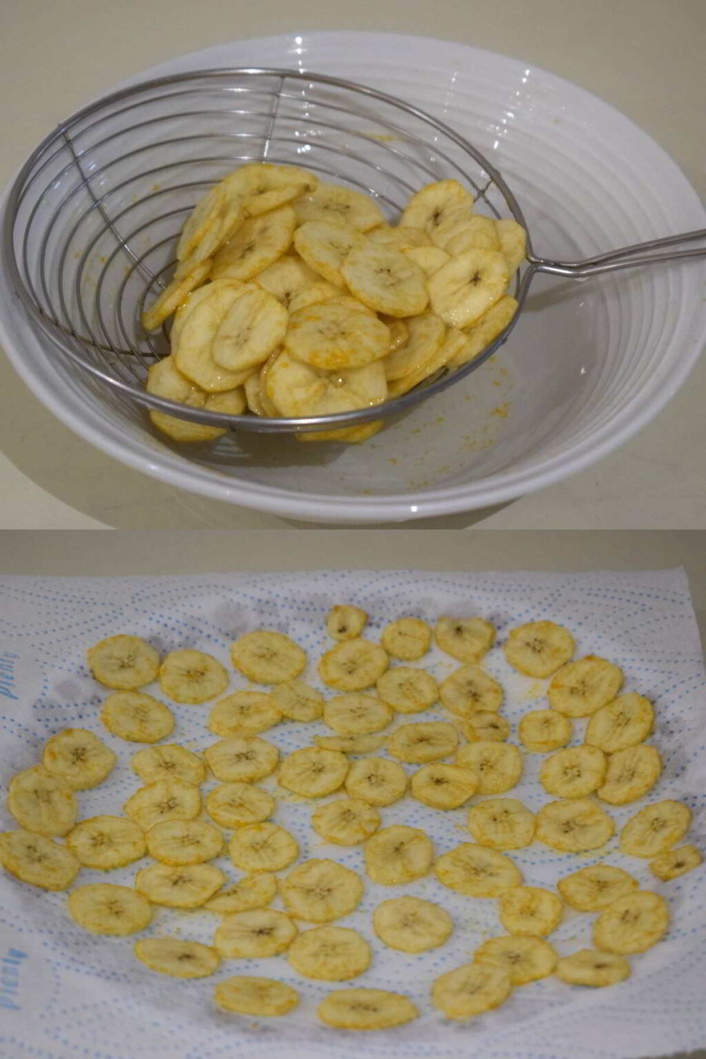 Kacha kola bhaja | Crispy kacha kolar chips | Kacha kola recipe - Rumki ...